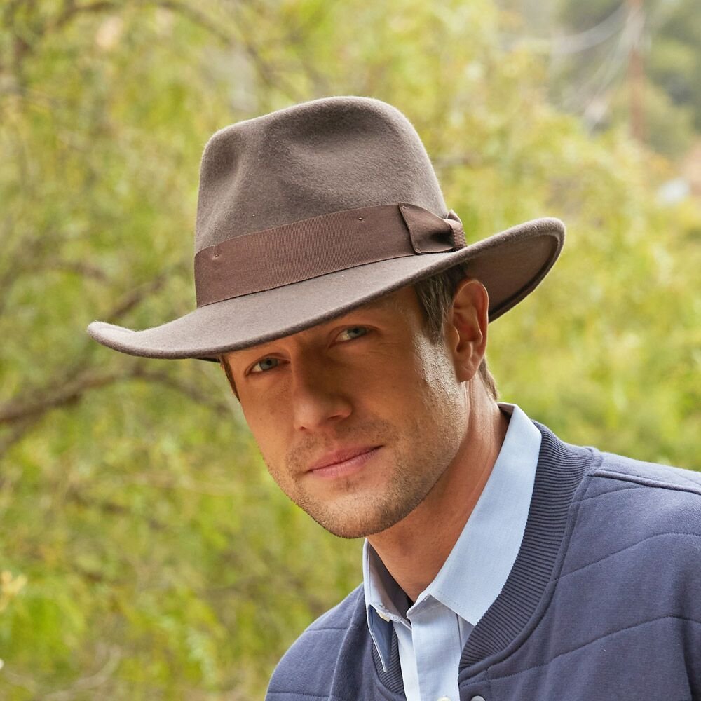 Indiana Jones Men's Water Repellent Wool Felt Fedora, Brown, Large