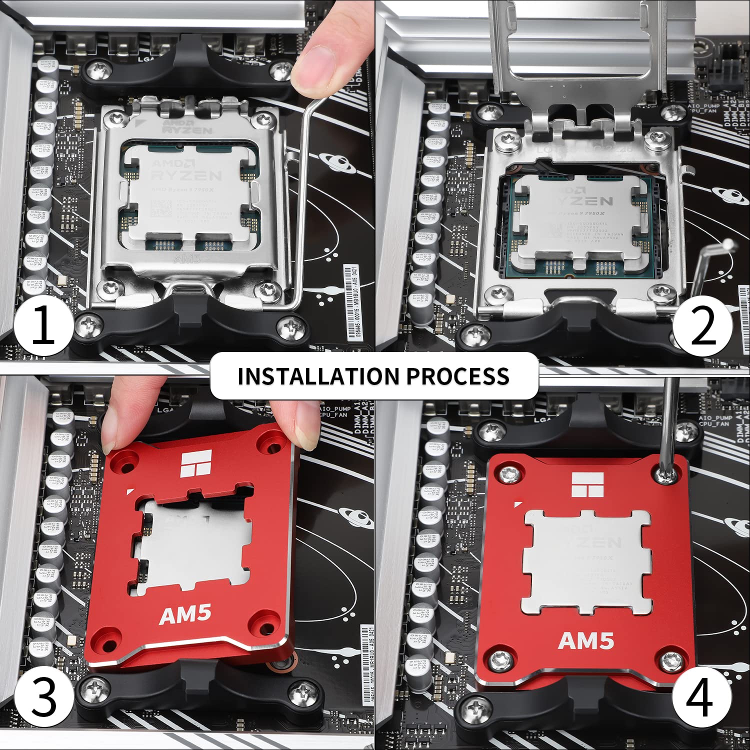 Thermalright ASF-RED AM5 CPU Holder, Corrective Anti-Bending Fixing Frame, AM5 Full-fit Fixed Non-Marking Mounter, AM5 Anti-Bending Contact Frame, CPU Cooler Standard.…