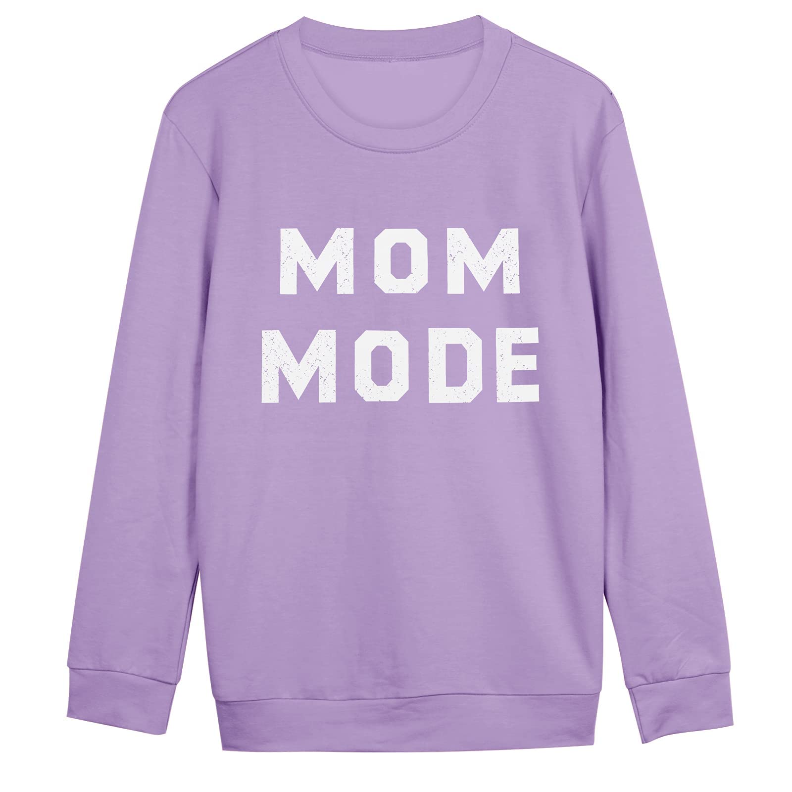 MNLYBABY Mom Mode Casual Sweatshirts for Women Letter Print Long Sleeve Lightweight Pullover Tops Violet
