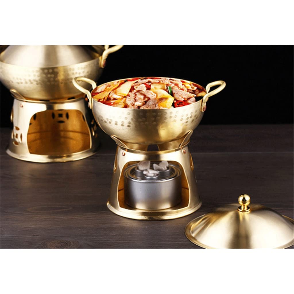SEASD Brass Pot Small Yellow Soup Hot Pot Stove Copper Single Person Small Copper Pot Cookware Cooking Pots ( Color : Gray , Size : 22CM )