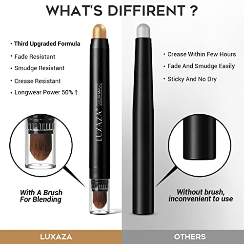 LUXAZA 3Pcs Neutral Eyeshadow Stick Set, Shimmer Brown And Metallic Cream Eyeshadow Pen,Long Lasting Waterproof Smoky Eye Makeup…