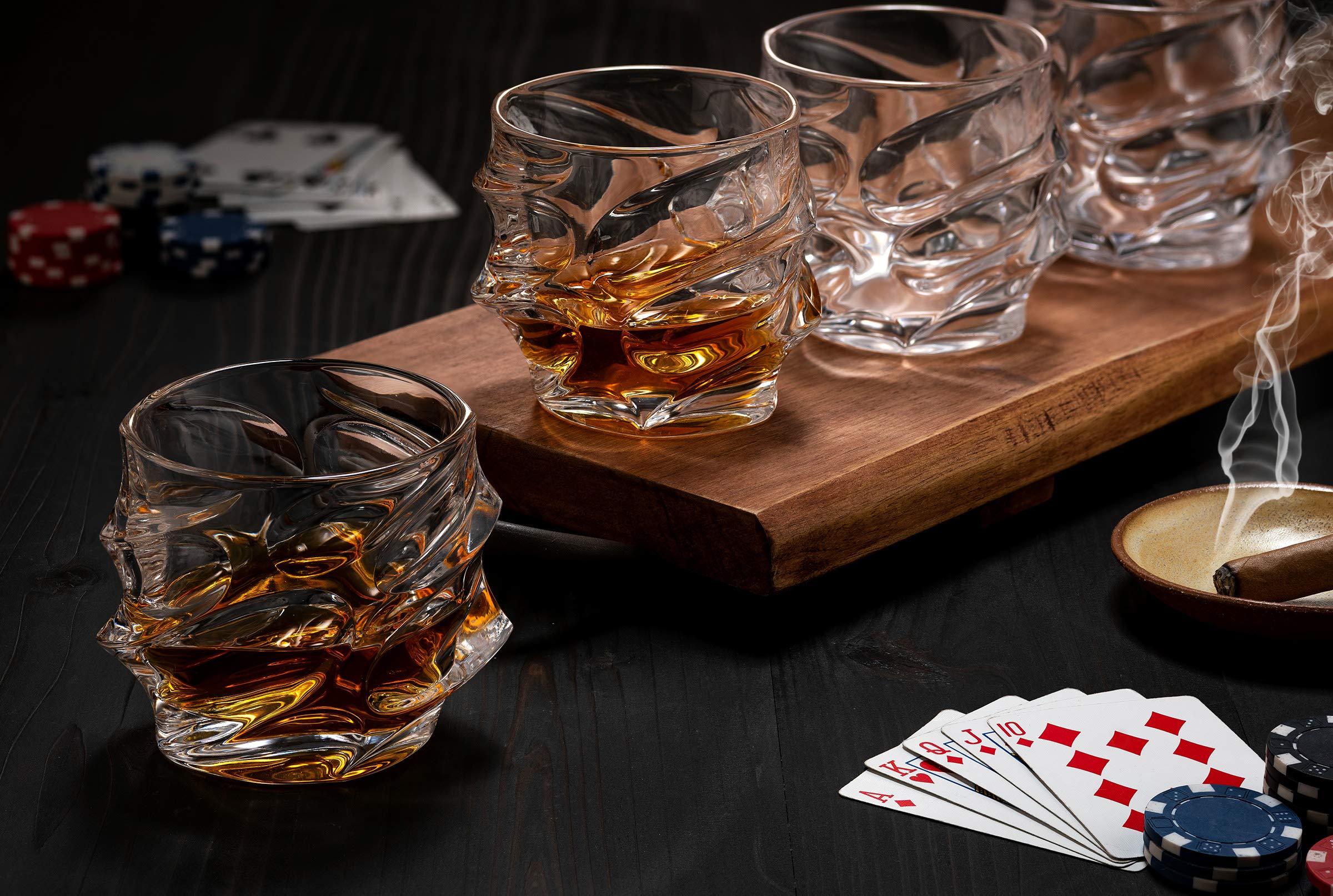 Premium Crystal 11 Oz. Whisky Glasses Set of 2 | Fun "Get a Grip" Design Makes Prime Men's Corporate Gift Idea for Christmas Holiday | For Whiskey, Tequila, Vodka, Rum | Dishwasher Safe - Double Dram