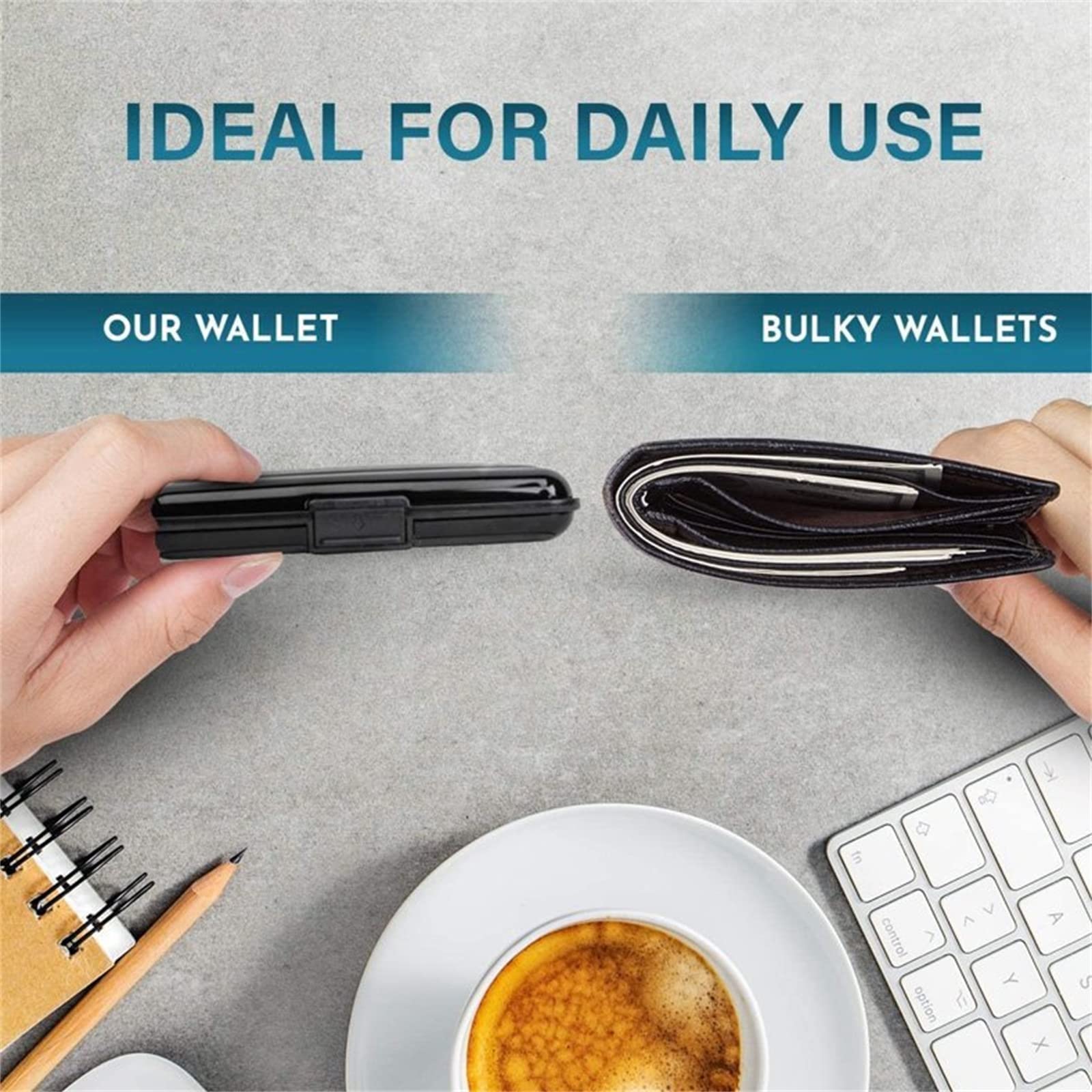 Rfid Anti-theft Aluminum Wallet Clip, Aluminum Wallets , Slim, Secure and Crush Resistant for Travel and Work ,Multi-function Waterproof Card Package, Anti Theft Wallets (Silver)