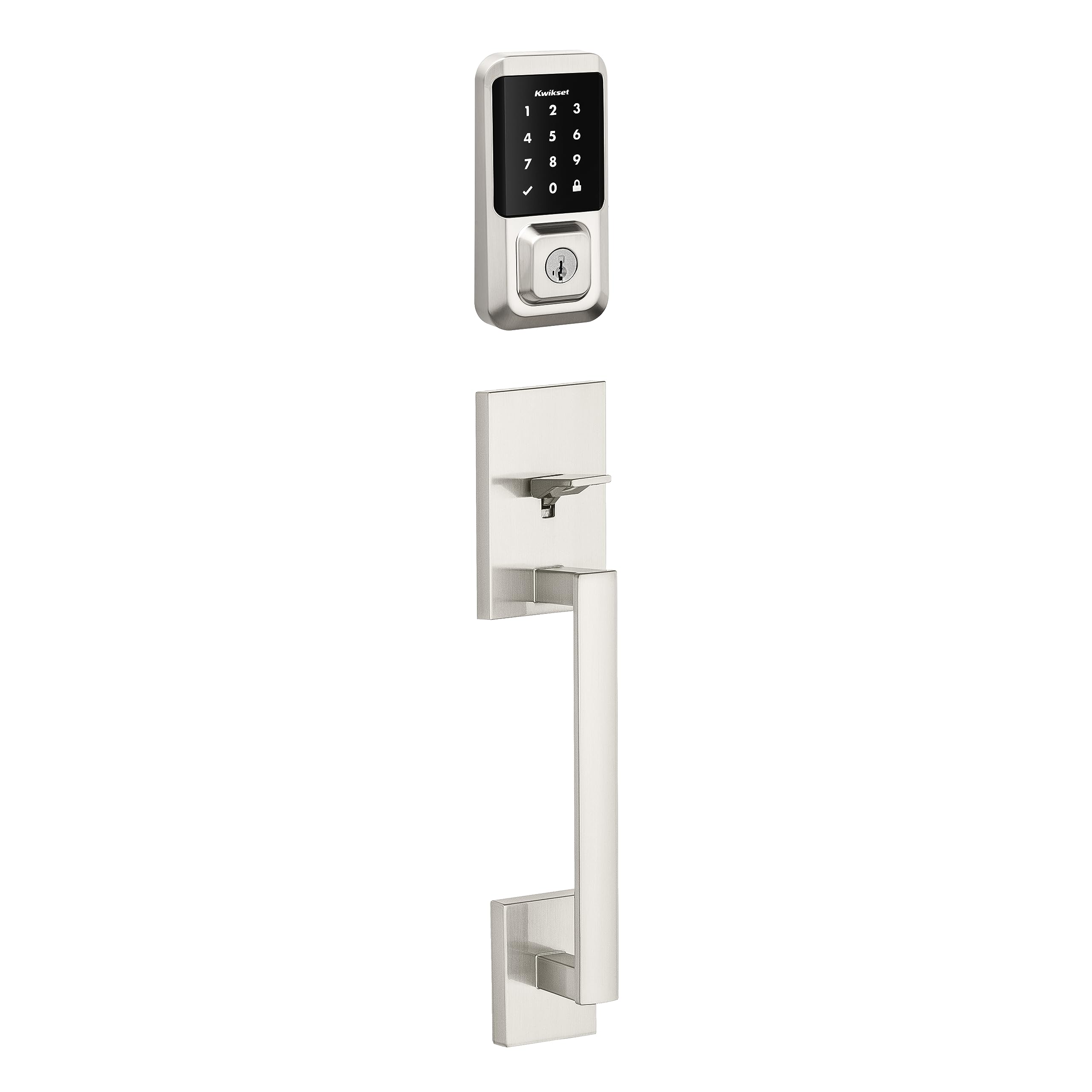 Kwikset Halo Touchscreen Wi-Fi Smart Door Lock with San Clemente Handleset, Keyless Entry Electronic Deadbolt Door Lock, No Hub Required App Remote Control, with SmartKey Re-Key Security, Satin Nickel