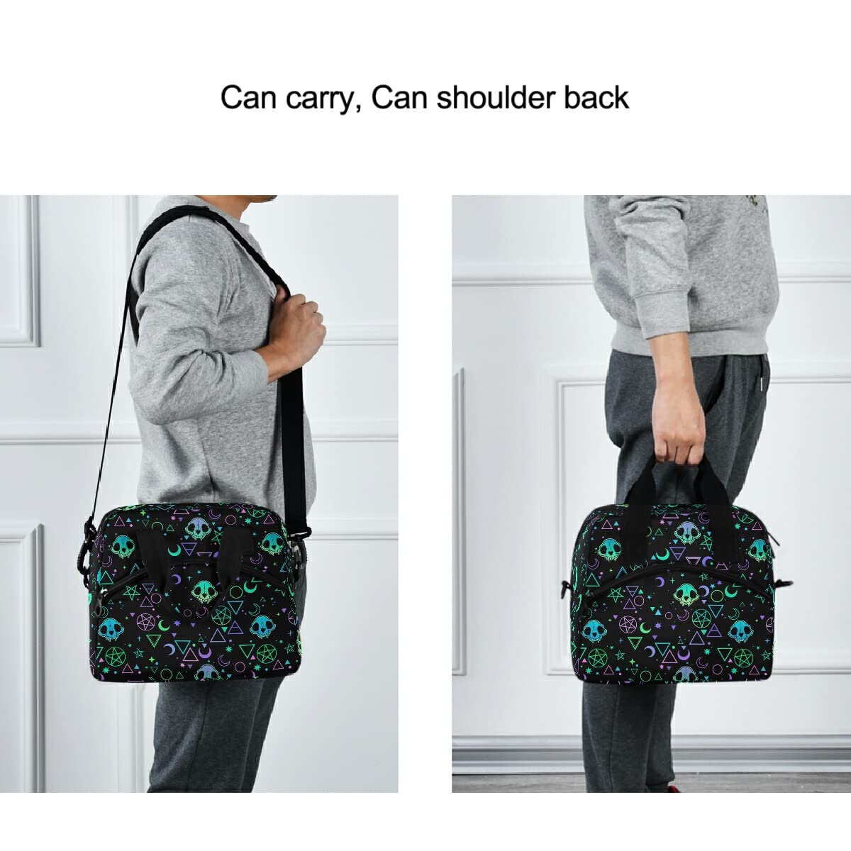 MNSRUU Insulated Lunch Bag Magic Skulls Lunch Bag Women Lunch Tote Men Lunch Cooler Bag Reusable Leakproof Lunch Box For Work School
