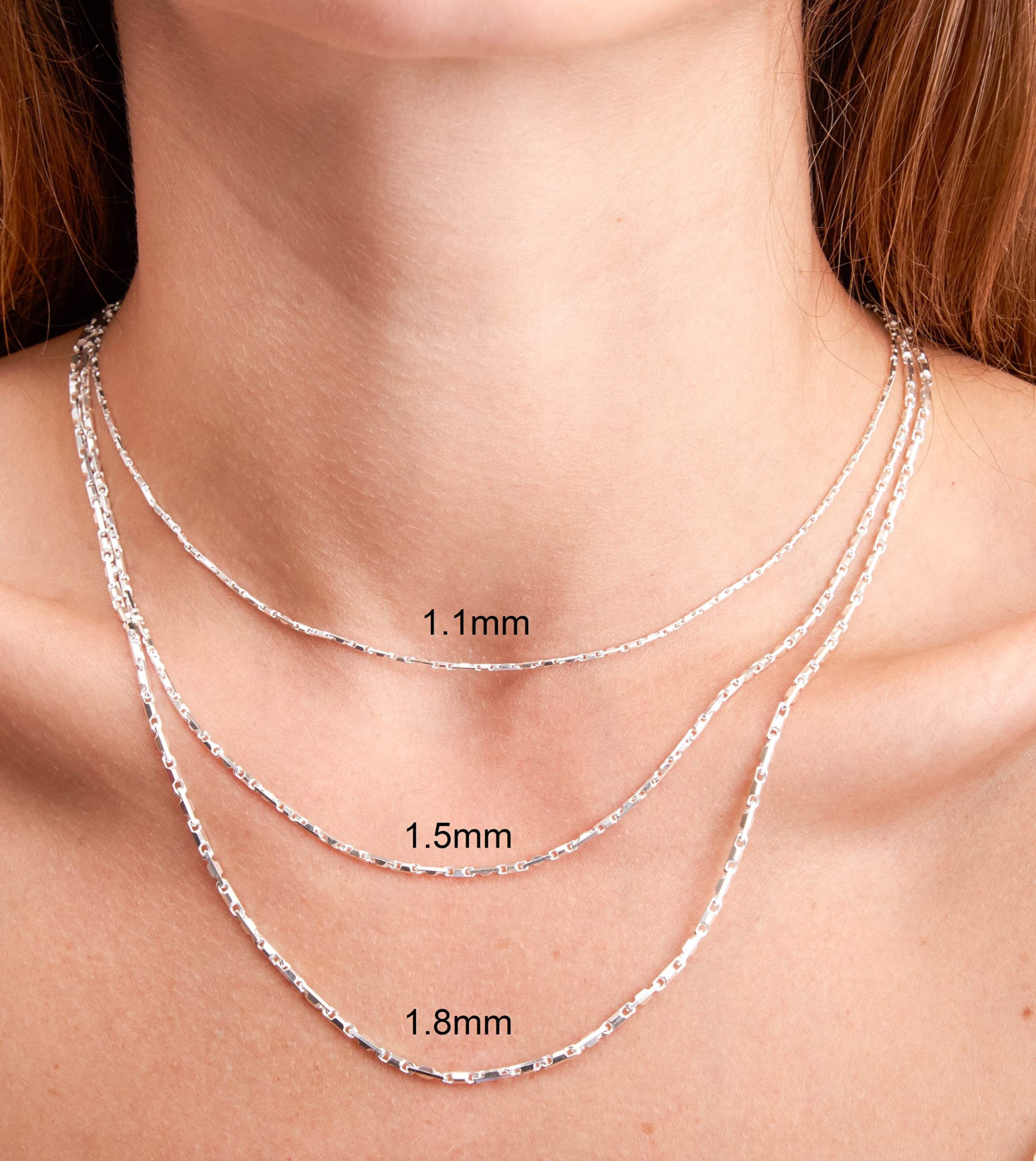 Olive & Chain 925 Sterling Silver Heshe Link Chain Necklace, Men’s & Women’s