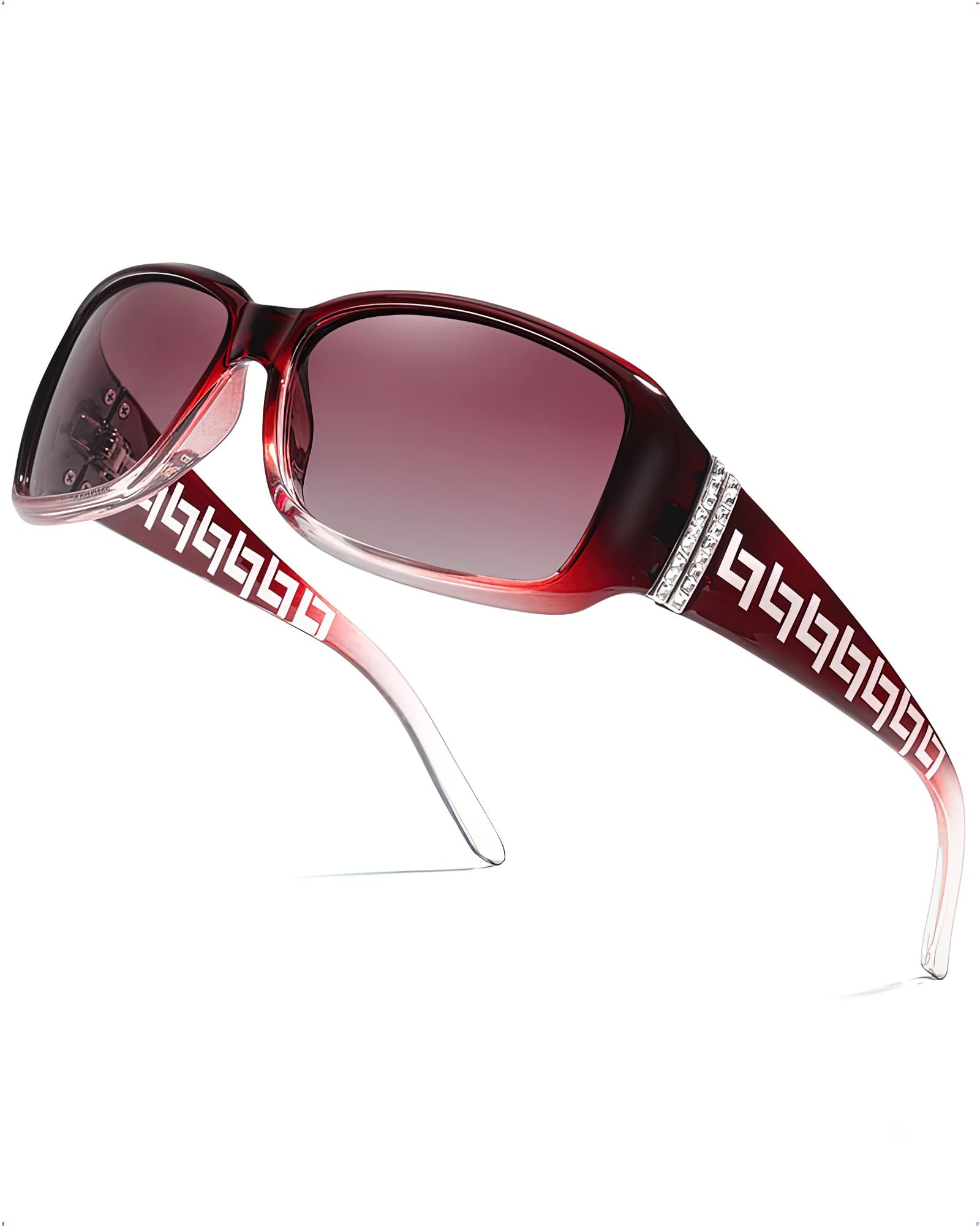 SIPHEW Polarized Rhinestone Sunglasses for Women Retro Trendy Rectangle Sunglasses UV400 Protection for Outdoors