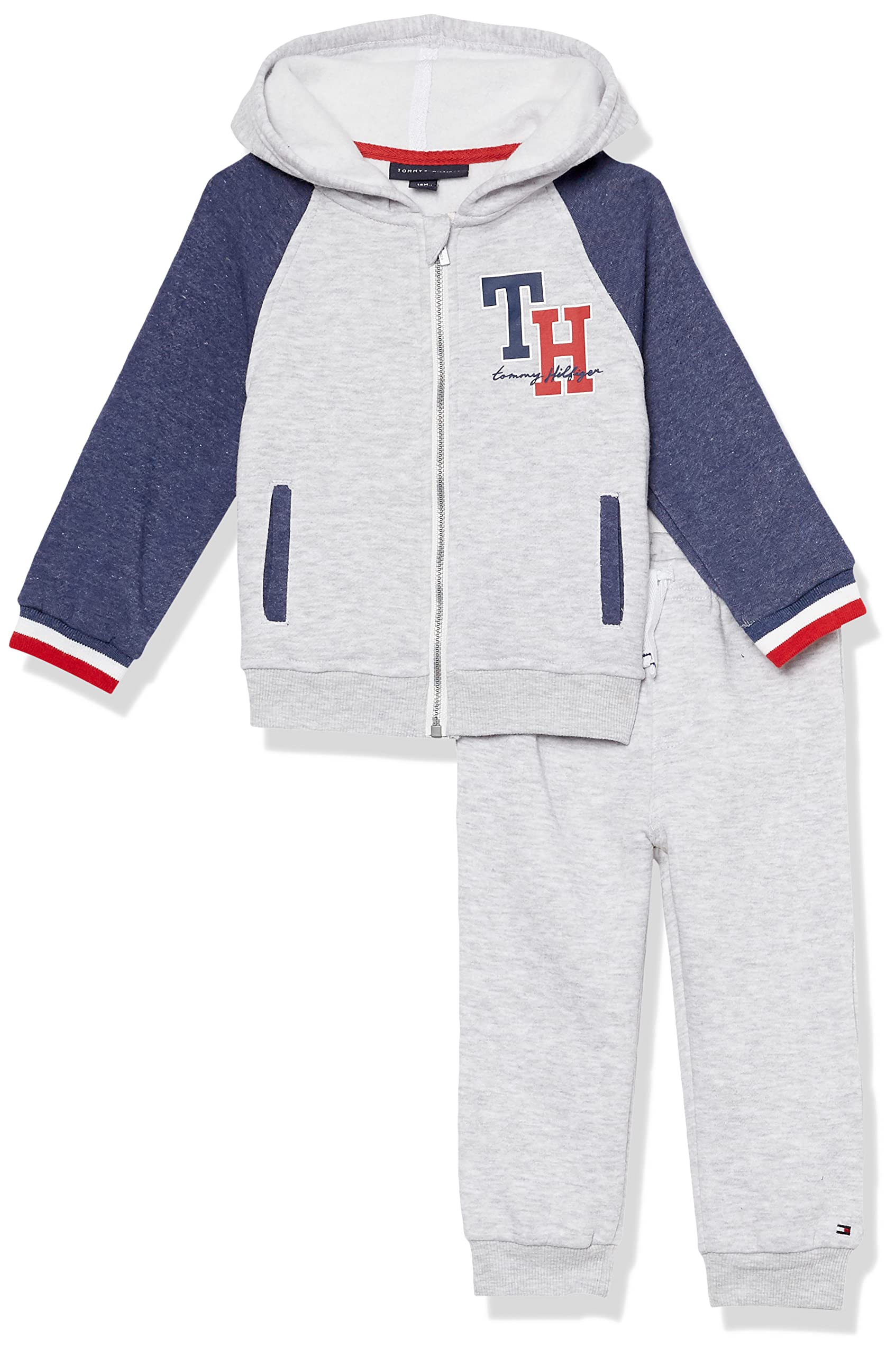 Tommy Hilfiger Baby Boys 2 Pieces Jogger And Toddler Layette Set, Medieval Blue/Heather/Scarlet, 3/6M US