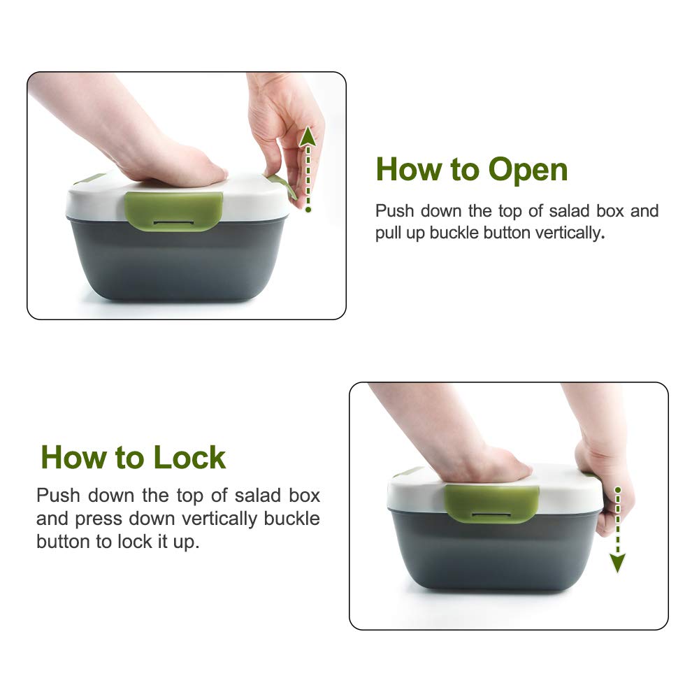 Rassody 74 OZ Salad Container To Go for Lunch with Ice Pack, Dressing Cup and 4 Compartments for Salads Toppings, Snacks, Fruits, Built-In Fork, Large Mixing Bowl, Leak-Proof, Reusable and BPA-Free