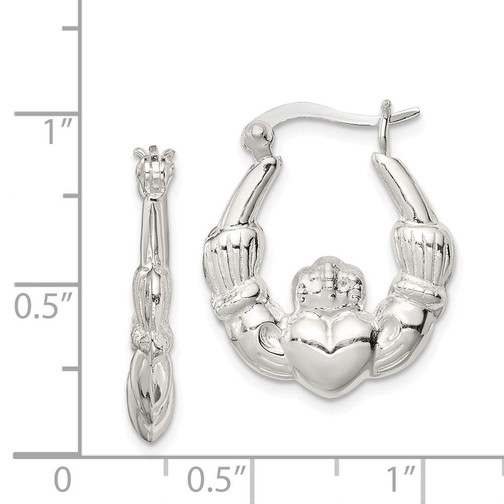 Jewelryweb - 925 Sterling Silver Claddagh Hoop Earrings - 22mm - Celtic Trinity Knot Hoop Earrings for women teens
