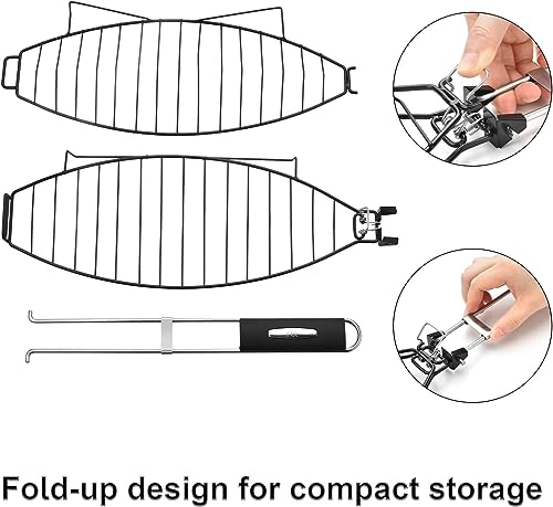 RTT Fish Grill Basket 2 Packs - Premium Stainless Steel Large Fish Basket for Grilling - Perfect for Cooking Whole Fish