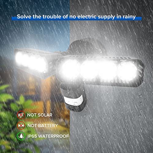 SANSI 36W 3600LM LED Motion Sensor Outdoor Light, 50,000 Hrs Lifespan Security Light, 350W Equiv 5000K Dusk to Dawn IP65 Flood Light, Super Bright for Backyard, Black, Bright Series, not Solar