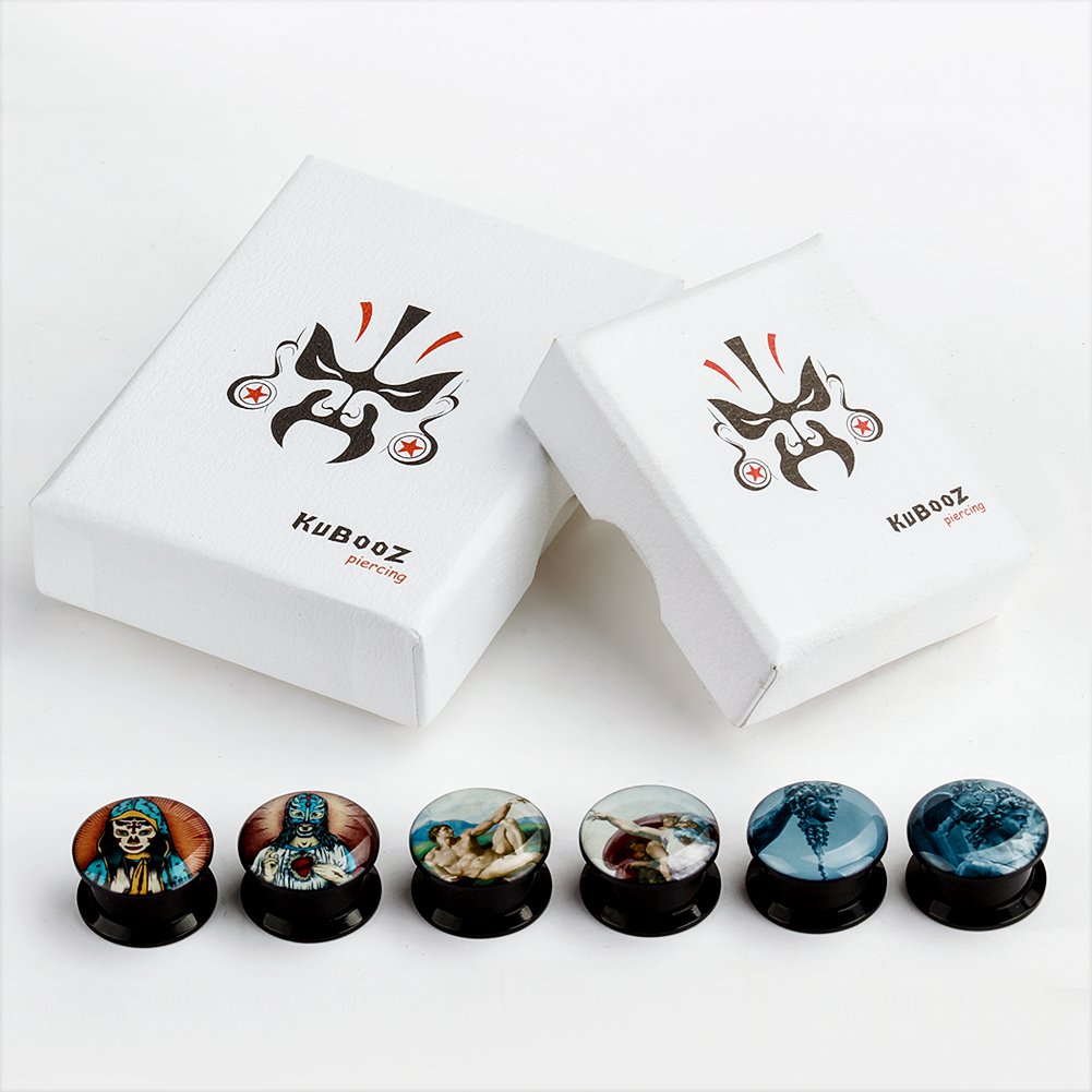 KUBOOZ(3 Pairs Christ-Art Acrylic Ear Plugs Tunnels Gauges Stretcher Piercings