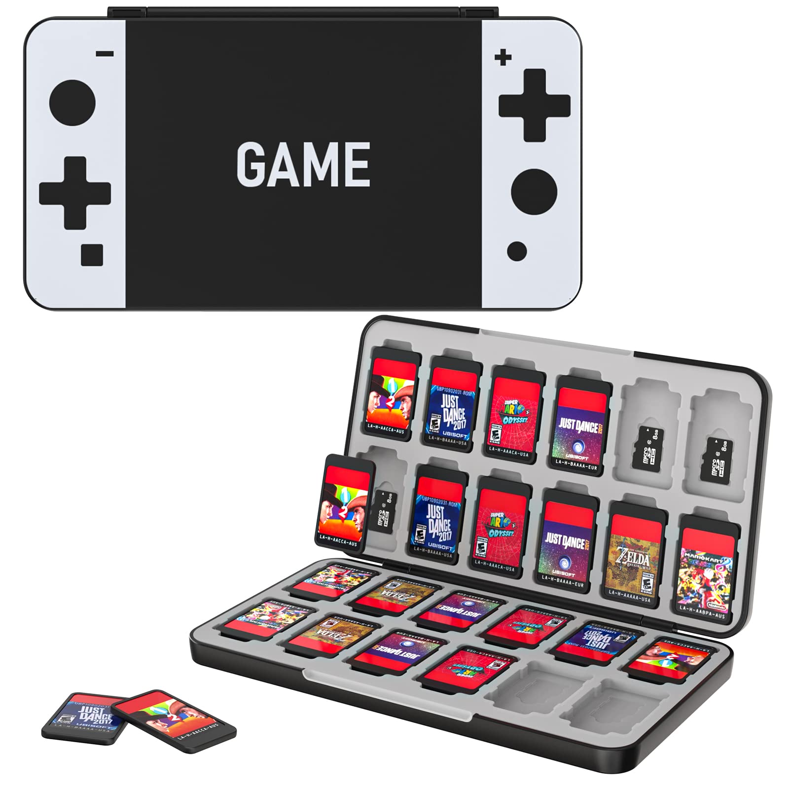 MoKo 24 Game Card Case Compatible with Nintendo Switch OLED 2021/Switch/Switch Lite, Switch Games Holder case for Switch Game Card & SD Card, Slim & Portable Game Card Storage Box, Pokeball