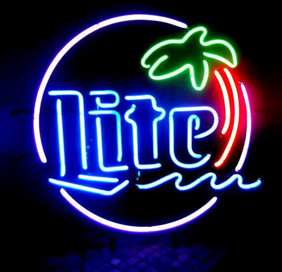 Queen Sense 20"x16" Millers Lite Palm Tree Neon Sign Light Man Cave Bar Pub Beer Gift Neon Lamp A120LPT