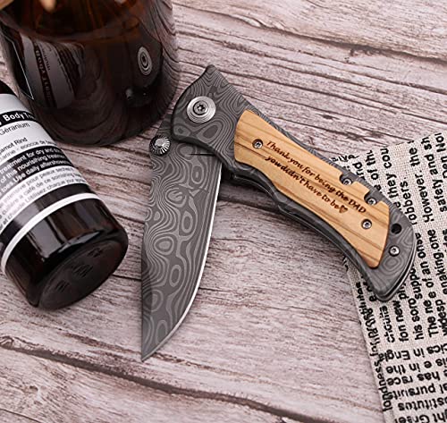 Stepdad Gift - Thank You for Being the Dad You Didn’t Have to Be, Engraved Pocket Knife for Stepdad from Stepdaugheter Stepson, Gifts for Stepdad Birthday Christmas from Daughter, Stepdad Fathers Day