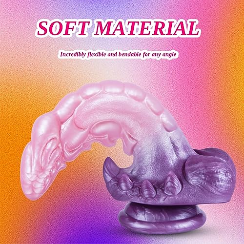 Large Realistic Dragon Dildo - 9.2'' Silicone Realistic Big Dildo, Soft Liquid Thick Dildo, Textured for G-spot Stimulator, Strong Suction Cup, Hands-Free Play, Suitable for Women, Men and Couples