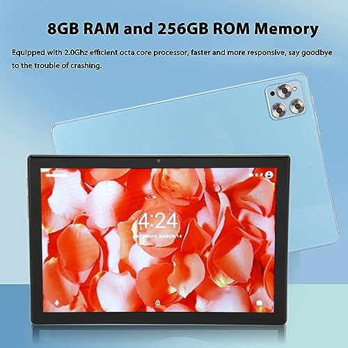 MAVIS LAVEN Smart Tablet, 8GB RAM 256GB ROM FDH Blue Screen Dual Speakers 8 Core Tablet to Work for Games (US Plug)
