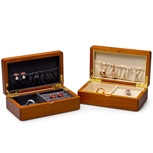 VIBY Solid Wood Jewelry Case For Ring Earrings Bracelet Pendant Necklace Watch Box Jewelry Organizer ( Color : D , Size : 16.5*9.5*5.5cm )