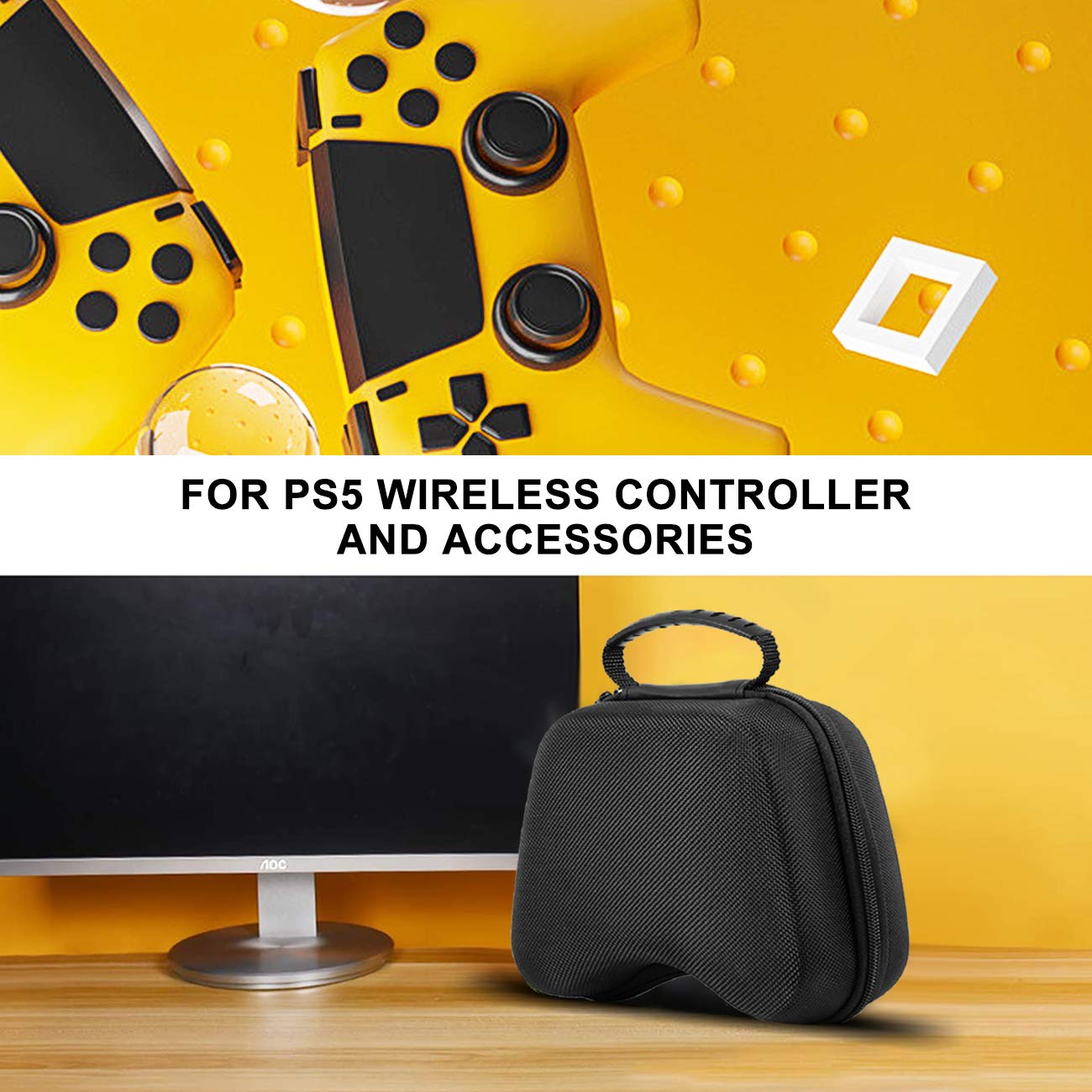 LINKJET Case for PS5 Controller PS5 Playstation 5 2020, PS5 Bag PS5 Carrying Case,Traveled EVA Storage Case for Sony PS5,Storage Bag for PS5 Game Wireless Controller,Black
