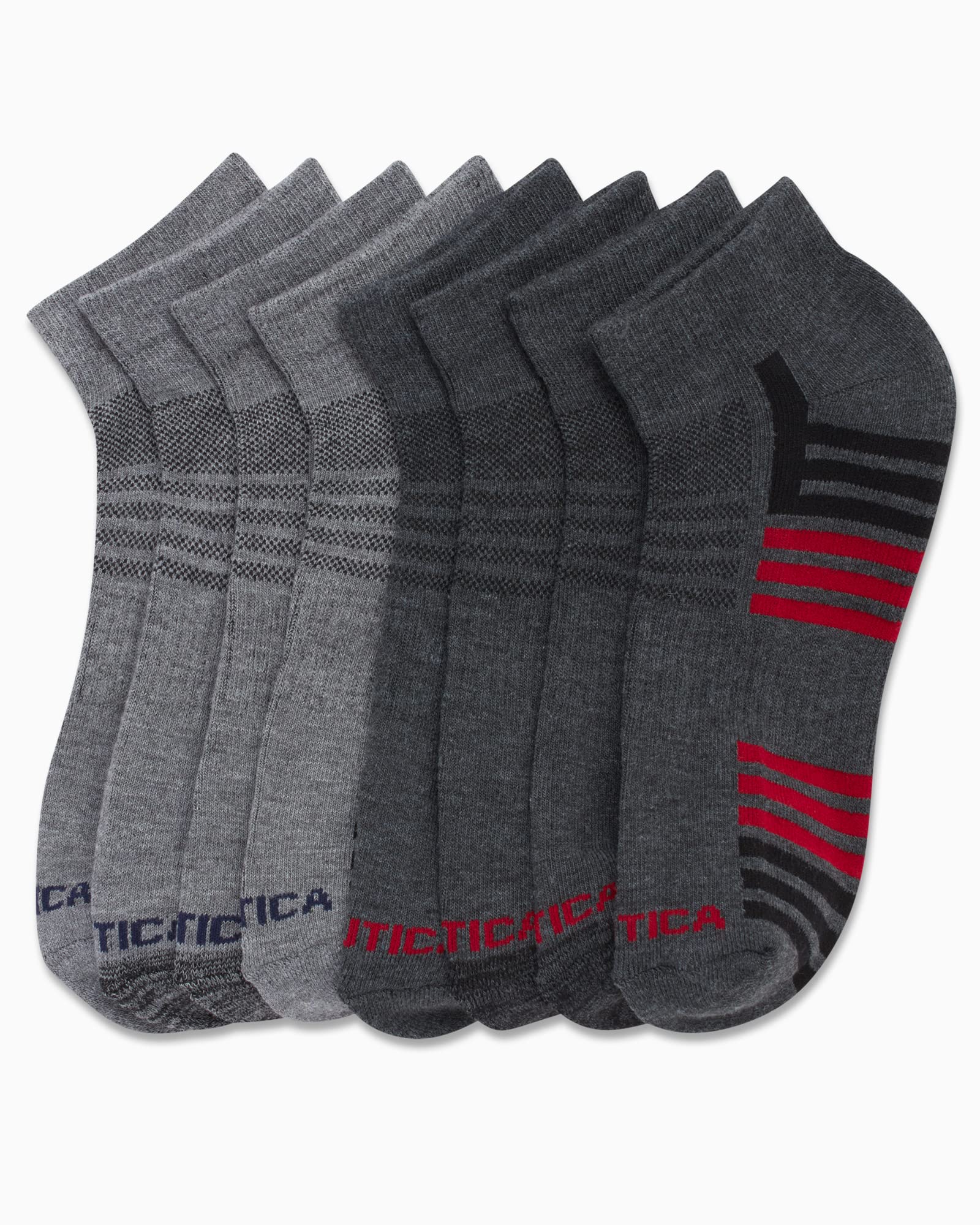 Nautica Men's Quarter Socks - 8 Pack Comfort Cushioned Athletic Ankle Socks for Men - Casual Men's Sports Socks, Size 6-12.5, White Multi