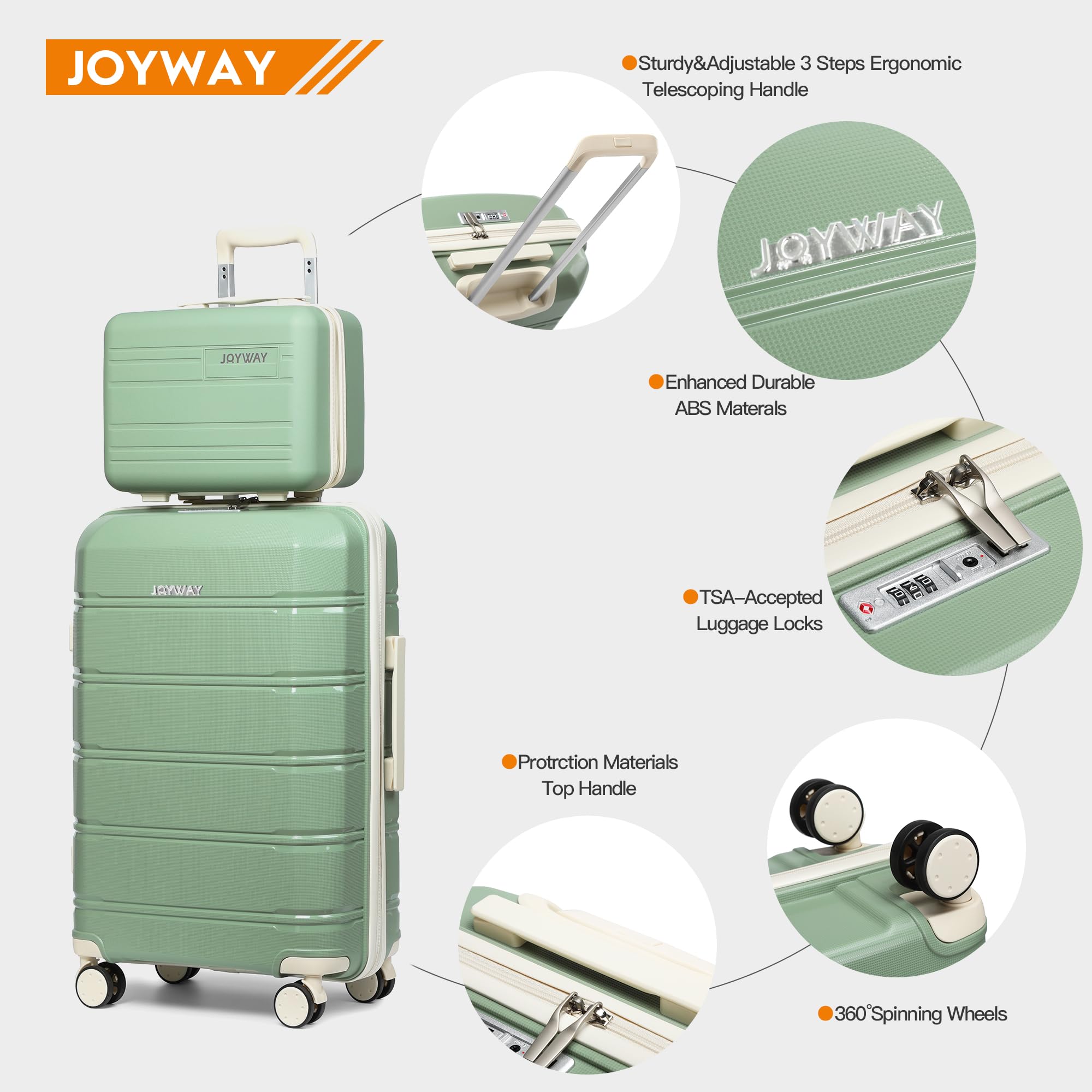 Joyway Luggage 5 Piece Sets, Lightweight Rolling Hardside Travel Luggage with TSA Lock,Luggage Set Clearance,Suitcase with Spinner Wheels for Women
