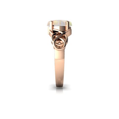 Jewels For Me 14kt Rose Gold Opal 6mm Cushion Celtic Knot Ring - Size 7.5