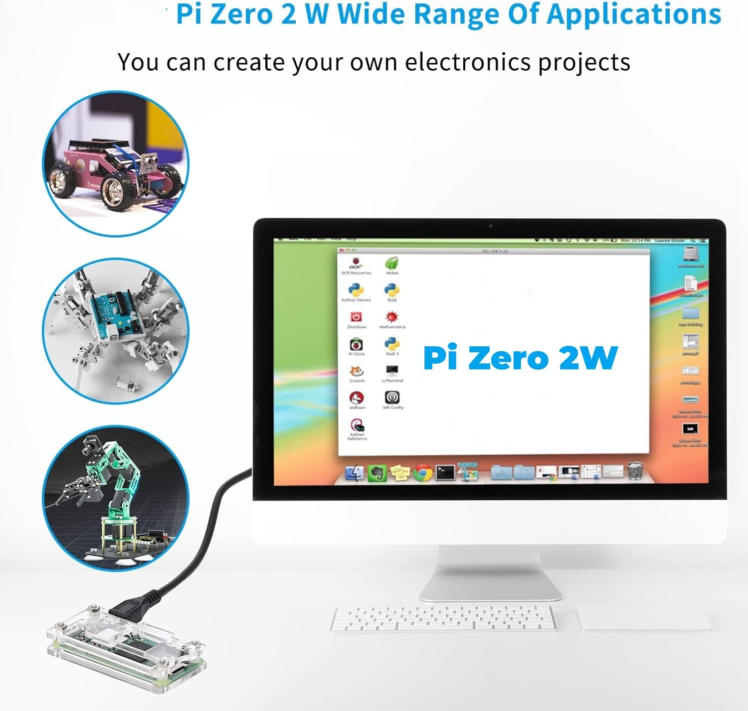 RasTech for Raspberry Pi Zero 2 W Starter Kit with 32GB Card 5V 3A Power Supply with ON/Off USB-Adapter HD Out Cable Card Reader Heatsink Case Pin Header