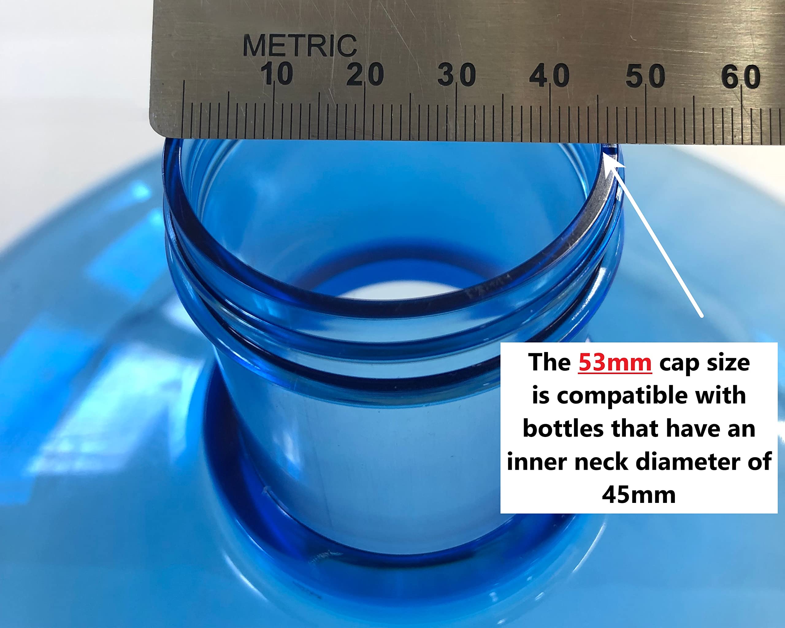 Threaded / Screw-On Caps for Water Dispenser Plastic Bottles/Jugs with Size 53mm Caps (2pk)