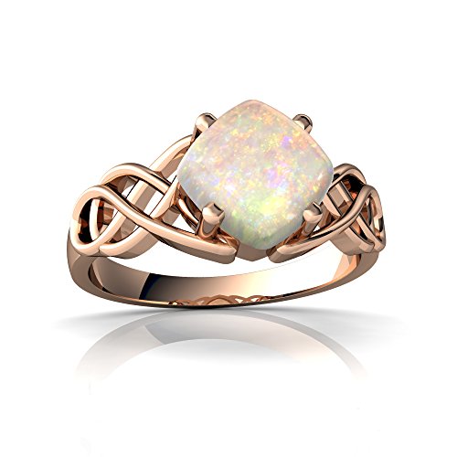 Jewels For Me 14kt Rose Gold Opal 6mm Cushion Celtic Knot Ring - Size 6.5