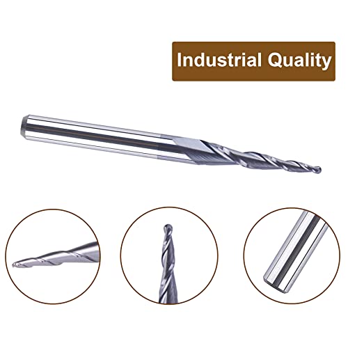 SpeTool 5Pc/Pack Tapered Cone 1/8 End Mills 0.5MM Cutting Radius(1.0mm Diameter) 3D Wood Engrave CNC Router Bits Tools