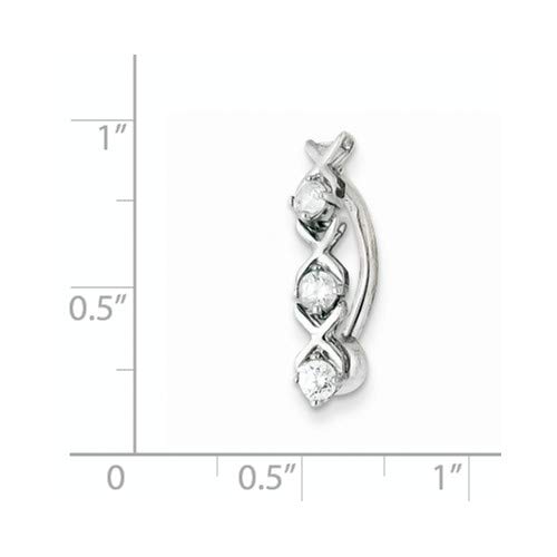 JewelryWeb Solid 14k Yellow or White Gold XO Cubic Zirconia CZ Top Mount Belly Button Ring Dangle (4mm x 20mm) (White-Gold)