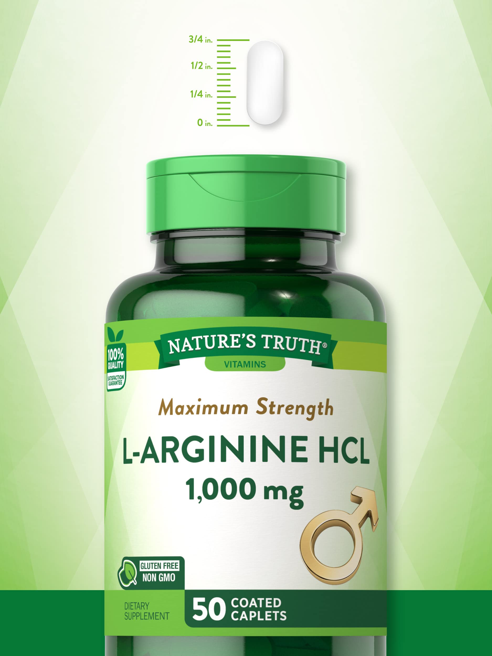 L-Arginine HCL 1000mg | 50 Caplets | Essential Amino Acid Supplement | Non-GMO & Gluten Free | by Nature's Truth