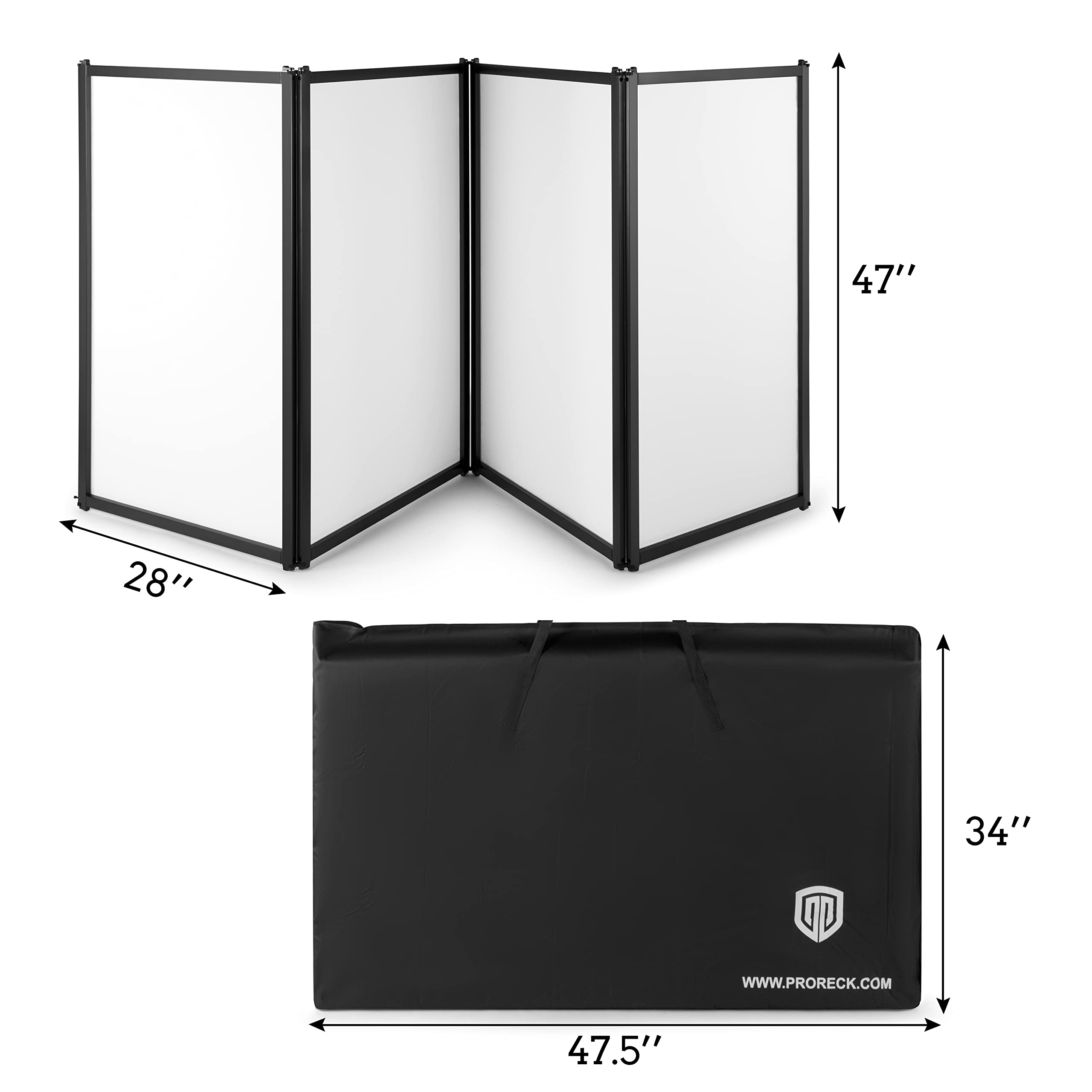 RECK PF-33 47" DJ Foldable Facade Portable Event Booth Panels 4 Detachable Black Metal Frame Projector Display Scrim Panel with Carry Bag