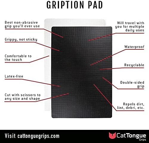 Non-Adhesive Grip Pad Combo Pack by CatTongue โ Portable Multi-Purpose Non Slip Mat for Preventing Tools, Gadgets, and Gear from Slipping, Sliding, or Shifting (Black & Clear)