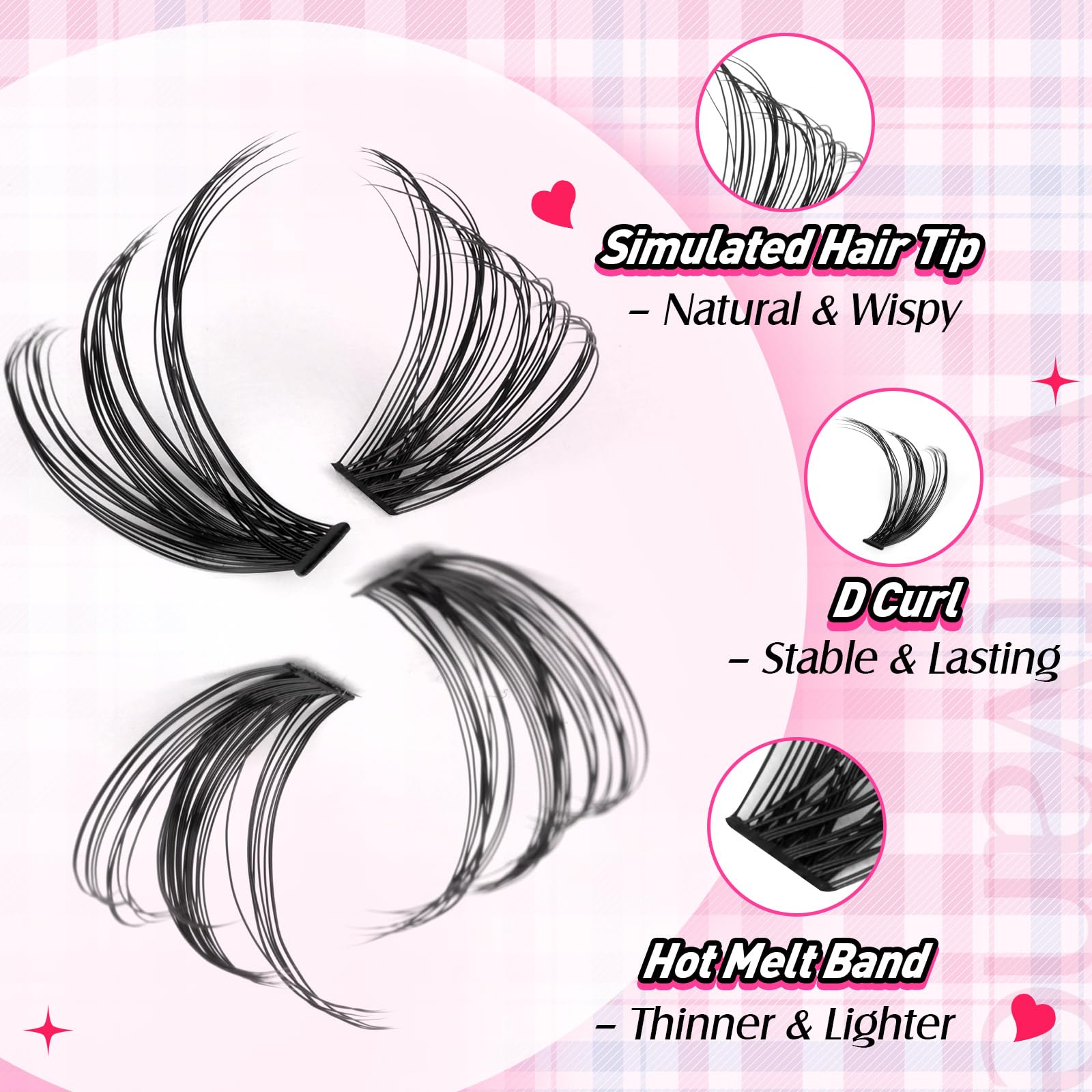 Lash Clusters Wispy Eyelash Extension D Curl Individual Lashes Clusters 10-16mm Natural Cluster Lashes DIY Lash Extension at Home 72Pcs by wtvane