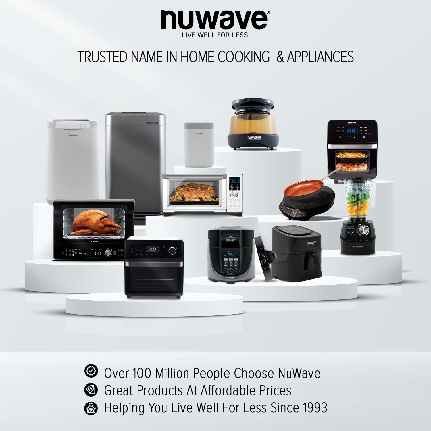 Nuwave Bravo XL Air Fryer Toaster Oven, 12-in-1 Countertop Convection, 30-QT Capacity, Integrated Temperature Probe, 50°-500°F Temperature Controls, Brushed Stainless Steel Look (Renewed)