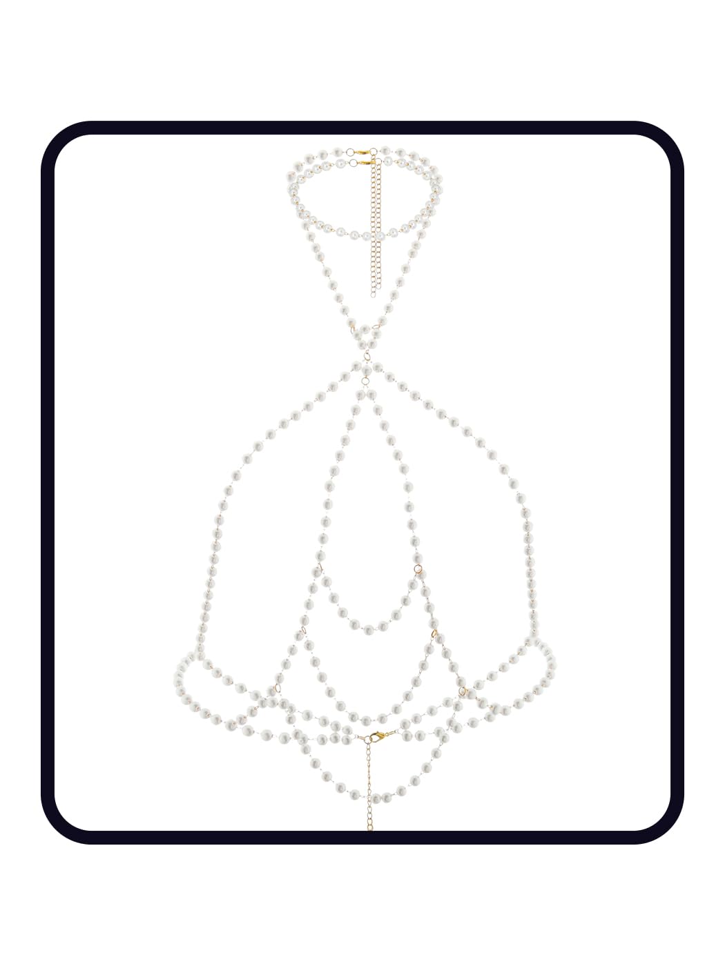 Navoky Pearl Body Chain Boho Necklaces Gold Waist Chains Summer Beach Chest Chain Jewelry Accessories for Women
