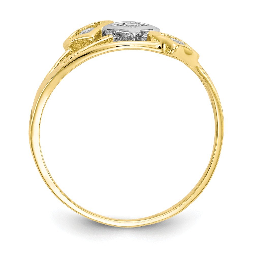 Jewels By Lux 10K Yellow Gold & Rhodium Triple Heart CZ Ring