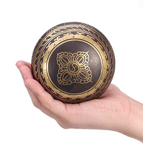 TJLSS Tibetan Meditation Singing Bowl Nepalese Buddhist Chanting Bowl Buddhist Sound Bowl + Mallet Mat Copper Handmade Carft