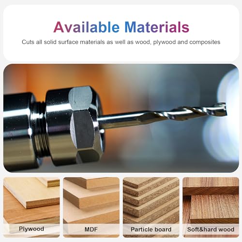 SpeTool Spiral Router Bits with UpCut 1/4 inch Cutting Diameter, 1/4 inch Shank 3 inch Extra Long HRC55 Solid Carbide CNC End Mill for Wood Cut, Carving