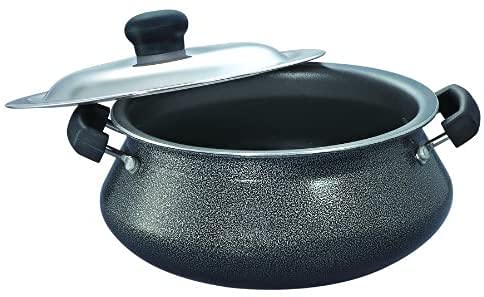 Prestige Manttra By TTK Omega Select Plus Mini Handi 2.5 Liter, Teflon Non-stick Coated Handi with Stainless Steel Lid and Scrubber for Non-Stick Cookware, (Black)