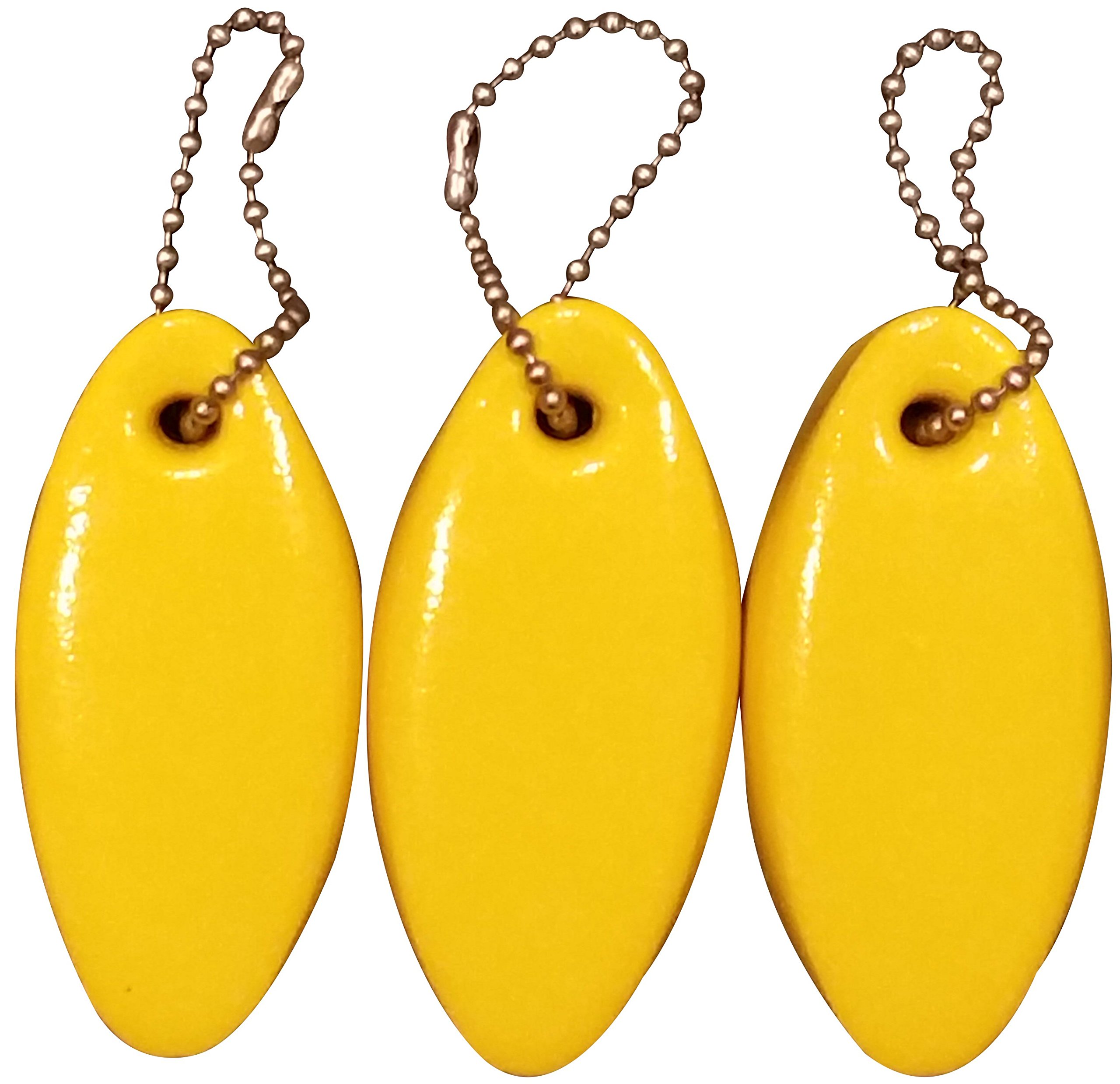 JQuad 3 Pack YELLOW Floating Keychain key floats Vinyl Covered Foam -Made in the USA- (Yellow)