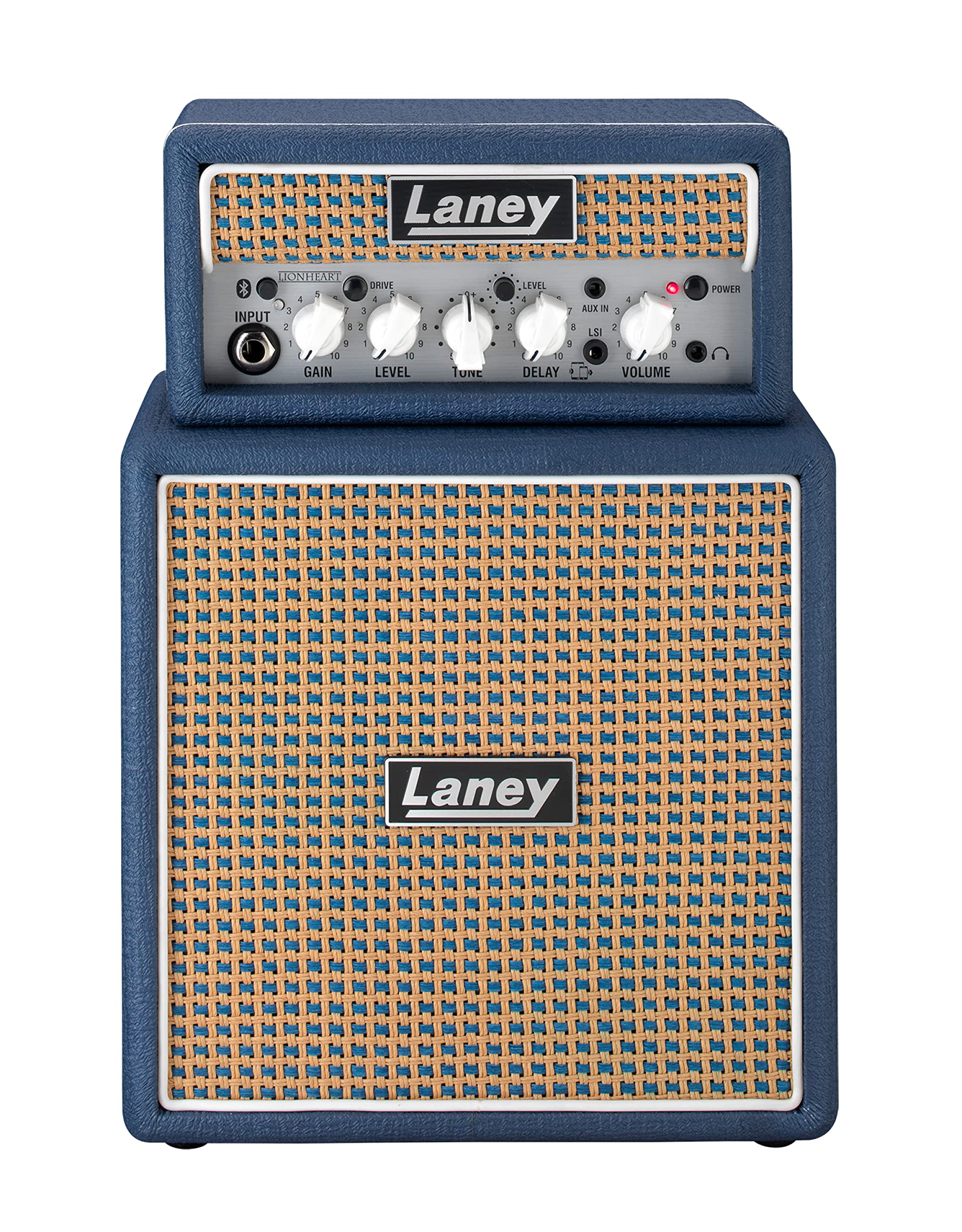 Laney MINISTACK-B-Lion Bluetooth Battery Powered Guitar Amp with Smartphone Interface, Blue (MINISTAK