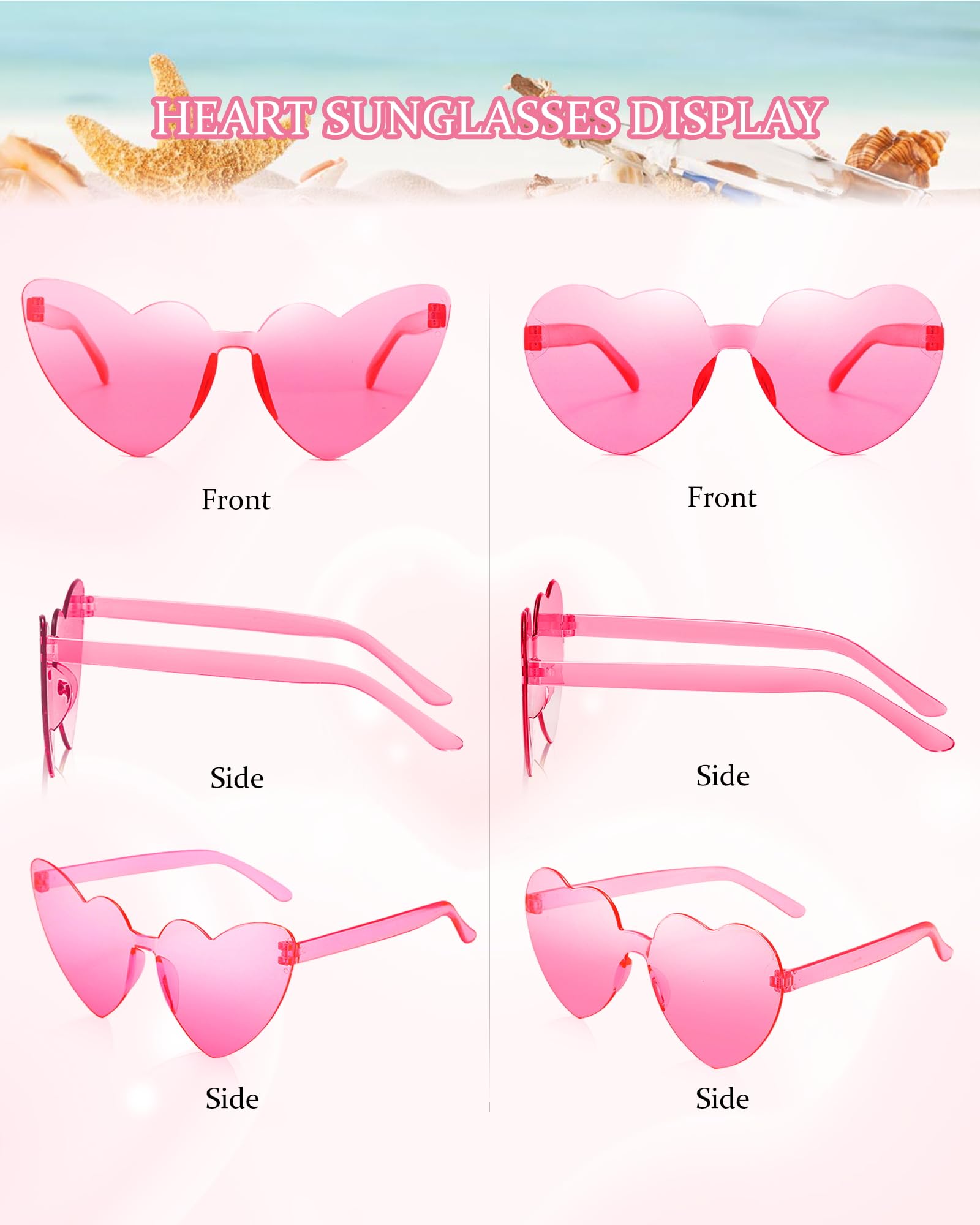 Salfboy 200 Pairs Heart Shaped Sunglasses Heart Sunglasses Bulk Candy Color Plastic Sunglasses Valentines Party Favors