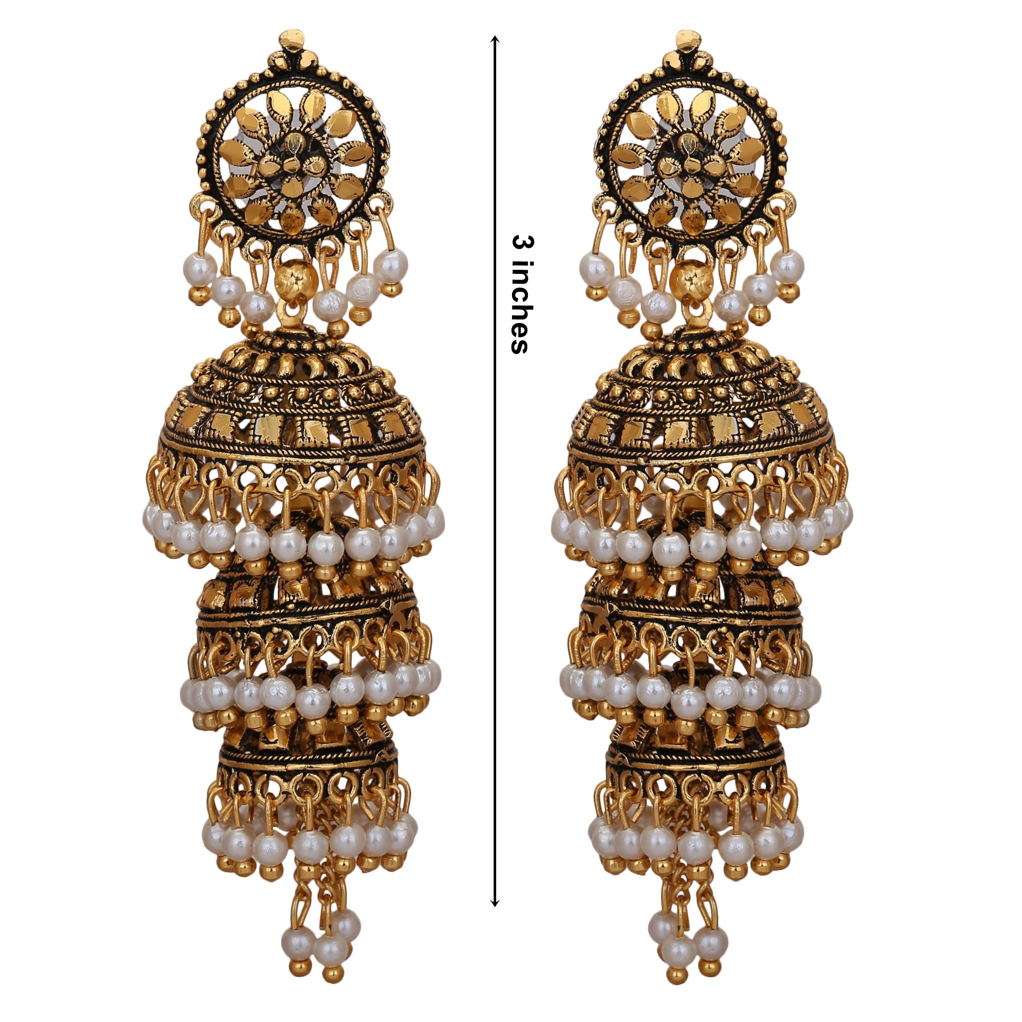 Jwellmart Bollywood Traditional Ethnic Pearl Jhumka Jhumki Indian Earrings for Women (Style1)