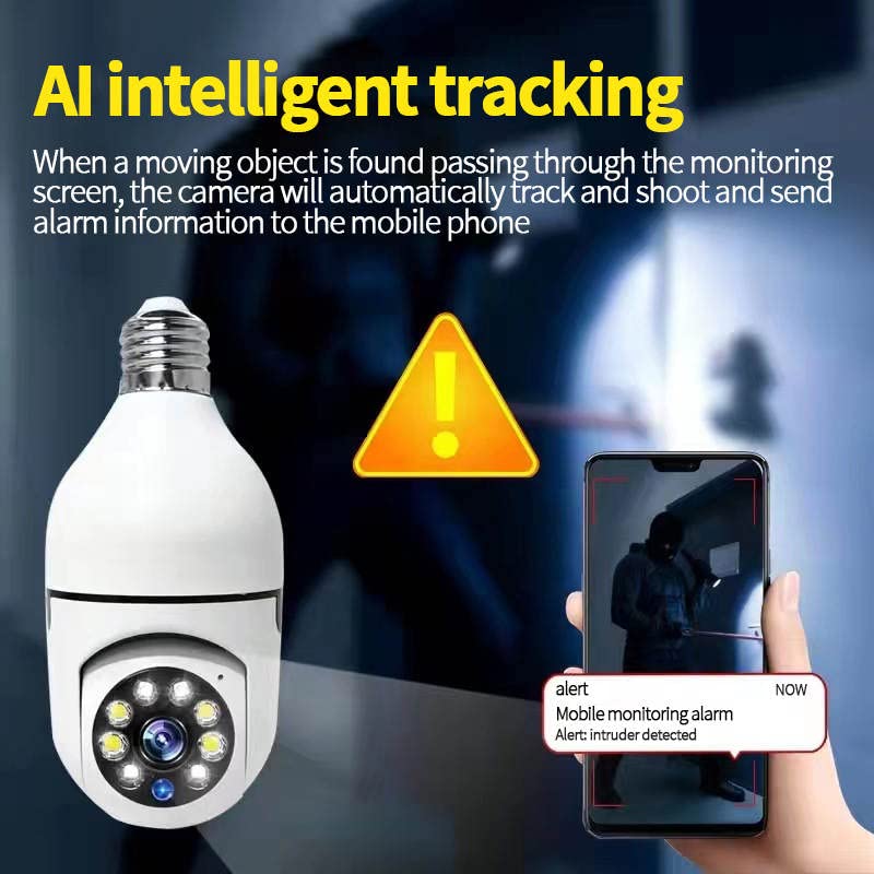 Set of Two Dibidup 360 Degree Security Cameras, 2.4G WiFi Light Bulb Camera, 1080p Home Security Surveillance Camera, Motion Detection, Two-Way Audio