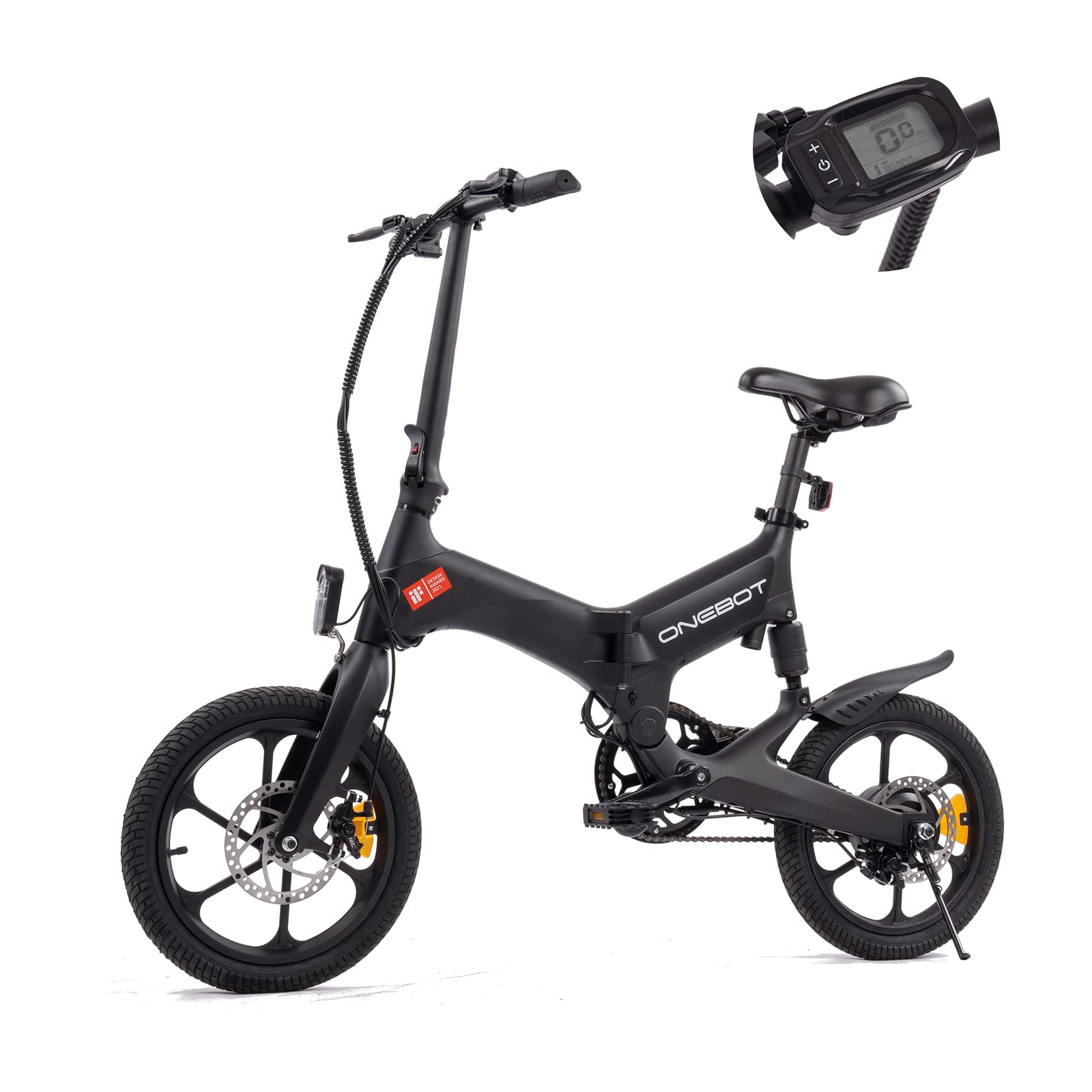 ONEBOT Electric Bike S7 Aviation Ultra-Light Magnesium Folding Electric Bicycle with Pedals 16" Wheels Ebike with Rear Shock Absorber (Black)