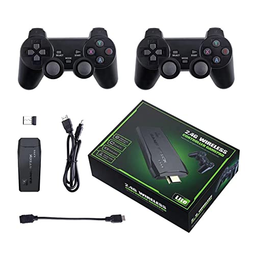 TOBAYA Gift Plug & Play Games Consoles Video Game Sticks Console 2.4G Double Wireless Controller Game Stick 4K 10000 Games 64GB Retro Games for PS1 GBA Christmas GIF