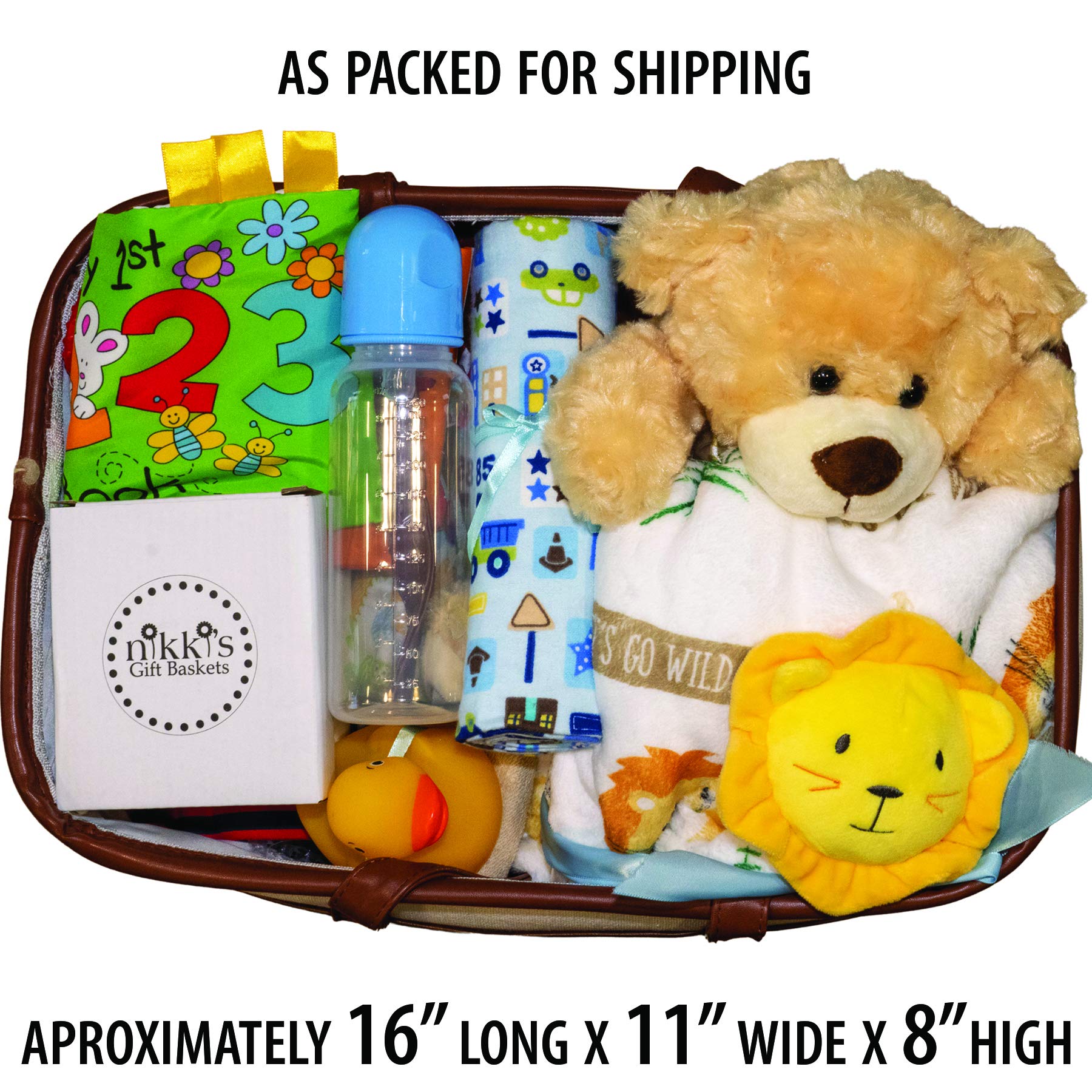 Joyful Arrival Deluxe Baby Boy Gift Set - Diaper Organizer, Baby Clothes & Much More